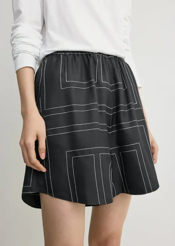 TOTEME Monogram Silk Pj Shorts Black