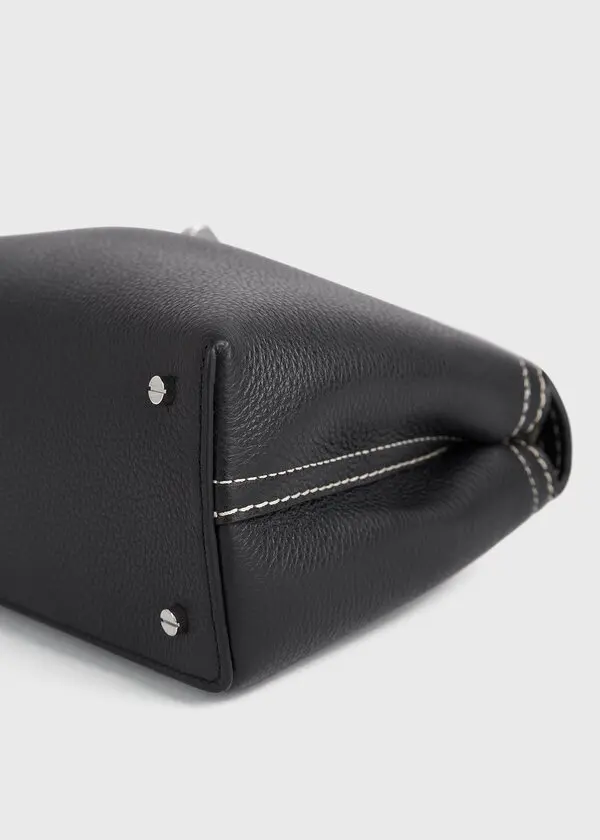 TOTEME T-lock Grained-leather Clutch Black