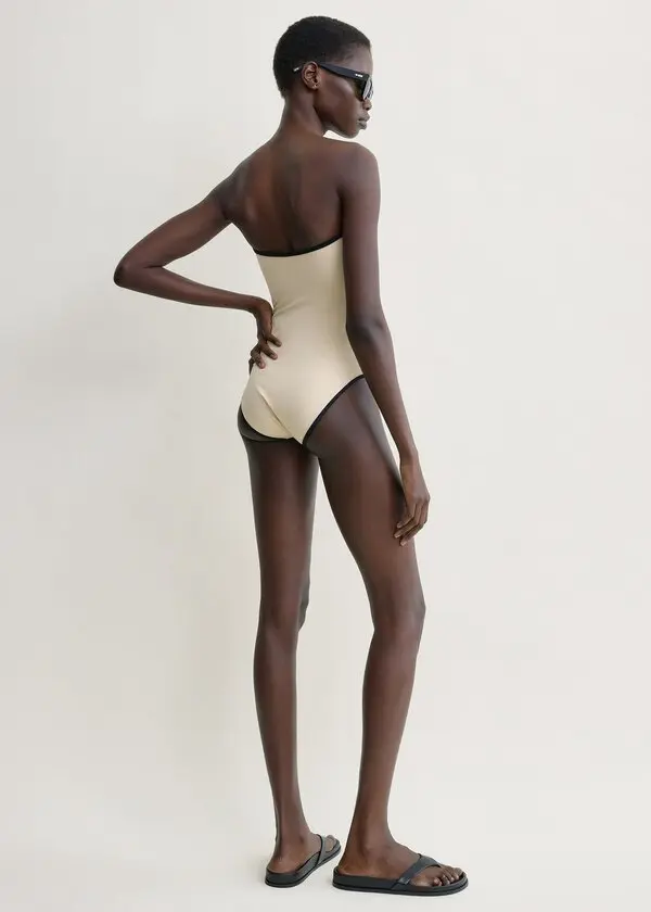 TOTEME Stripe Edge Strapless Swimsuit