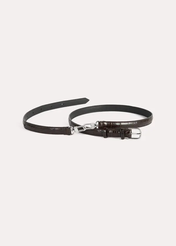 TOTEME Double Clasp Leather Belt Croco