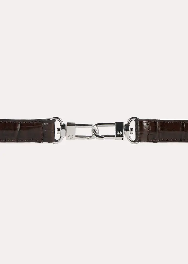TOTEME Double Clasp Leather Belt Croco