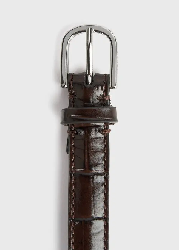 TOTEME Double Clasp Leather Belt Croco