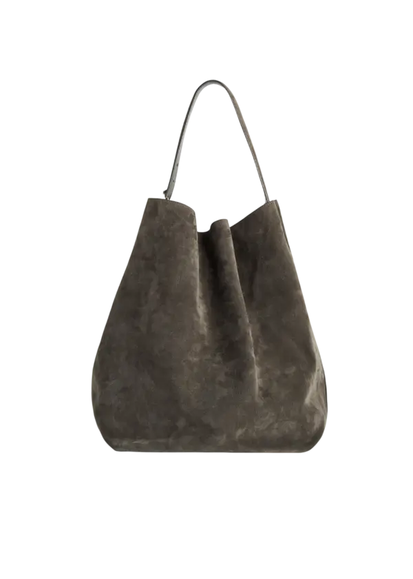TOTEME Belted Suede Tote Bag - Granite
