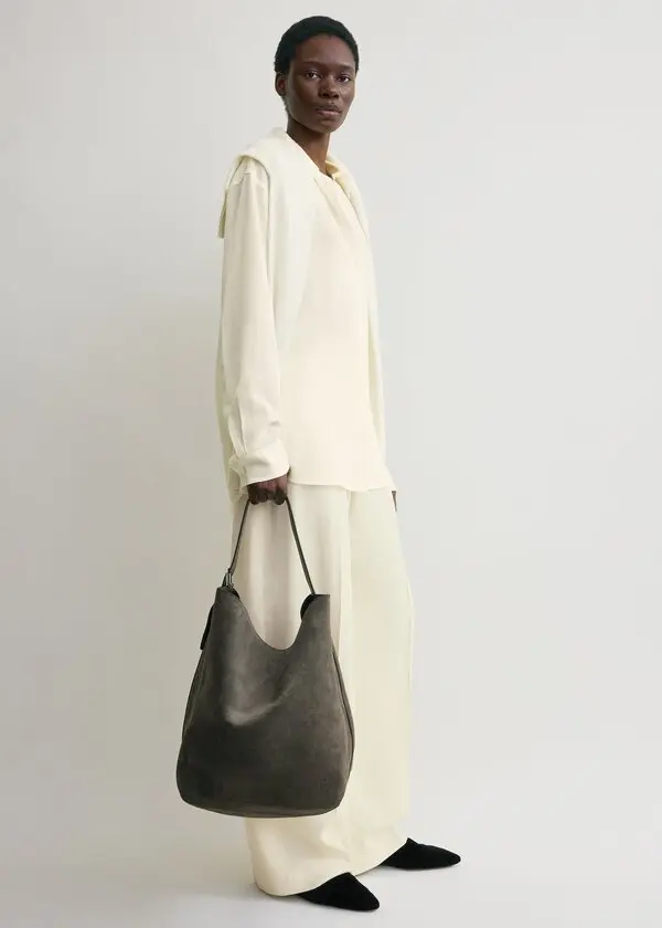 TOTEME Belted Suede Tote Bag - Granite