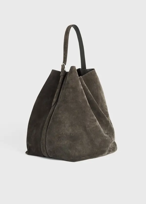TOTEME Belted Suede Tote Bag - Granite