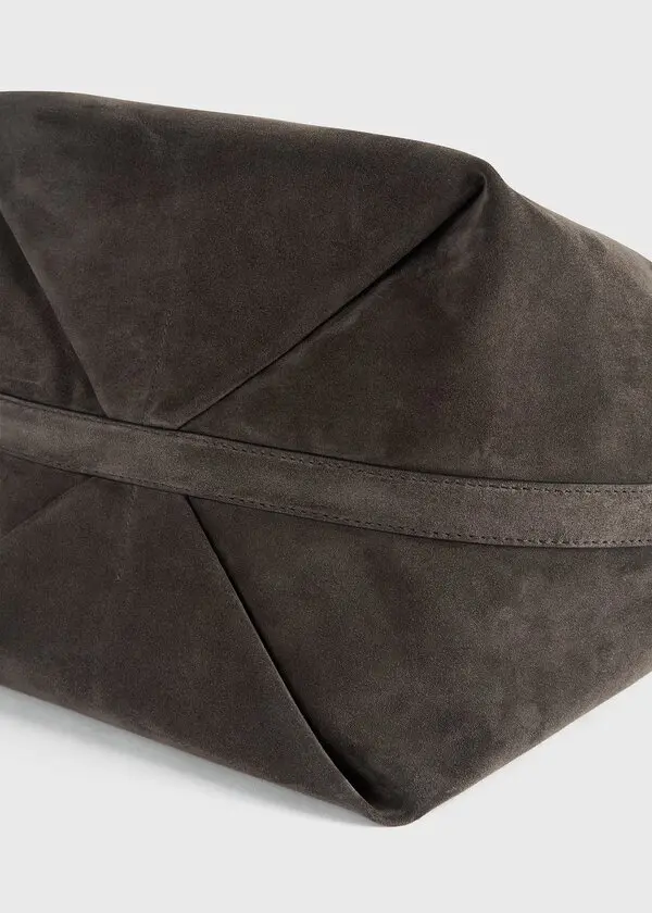 TOTEME Belted Suede Tote Bag - Granite