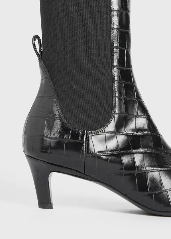 TOTEME Croco-embossed Mid-heel Boots