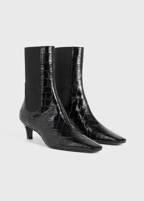 TOTEME Croco-embossed Mid-heel Boots