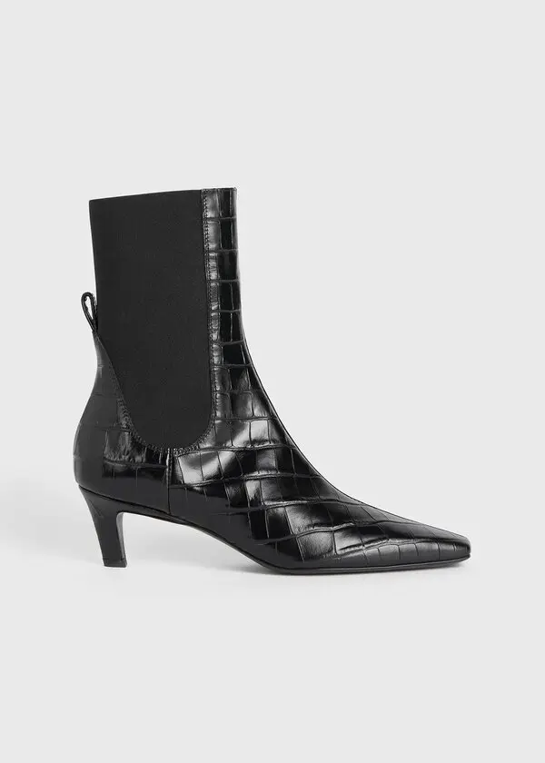 TOTEME Croco-embossed Mid-heel Boots