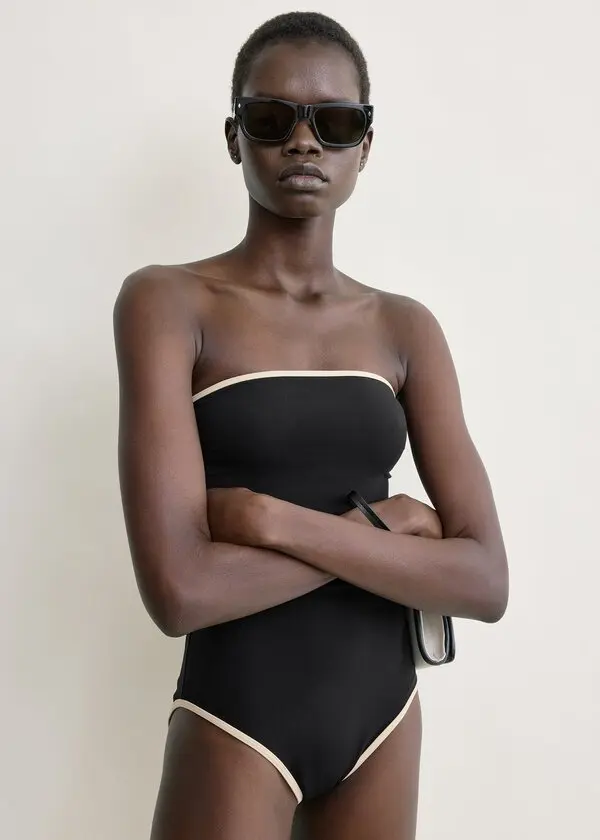 TOTEME Stripe Edge Strapless Swimsuit