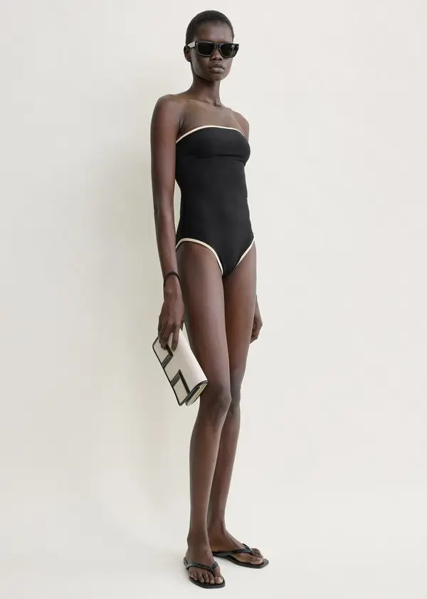 TOTEME Stripe Edge Strapless Swimsuit