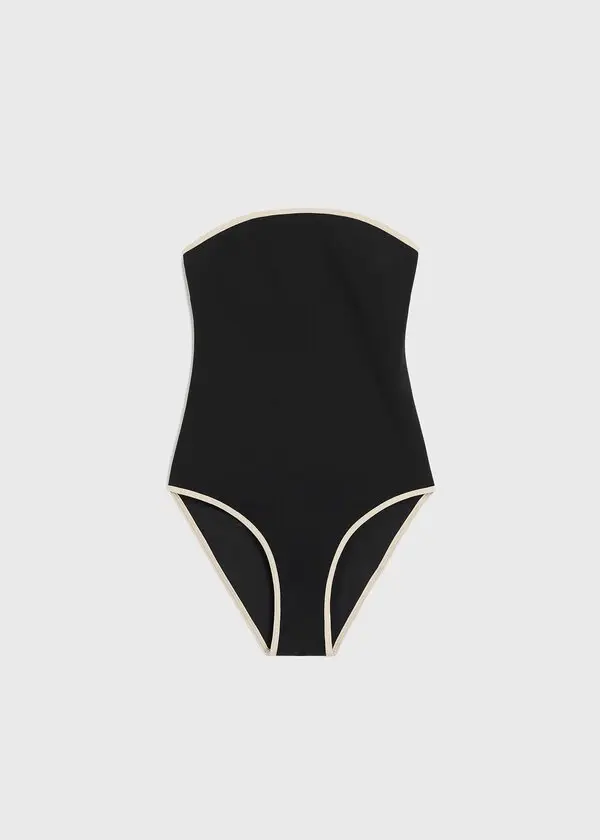TOTEME Stripe Edge Strapless Swimsuit