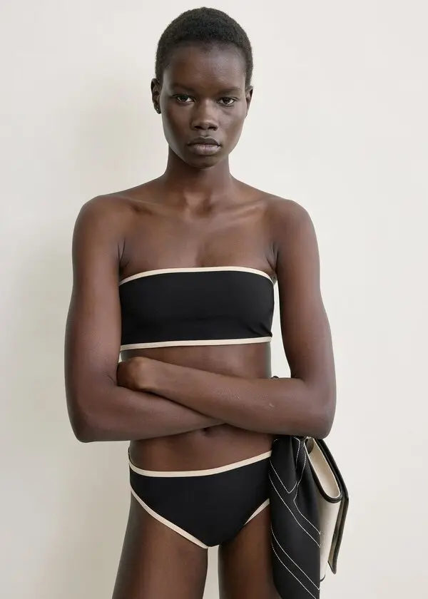 TOTEME Stripe Edge Strapless Bikini Top