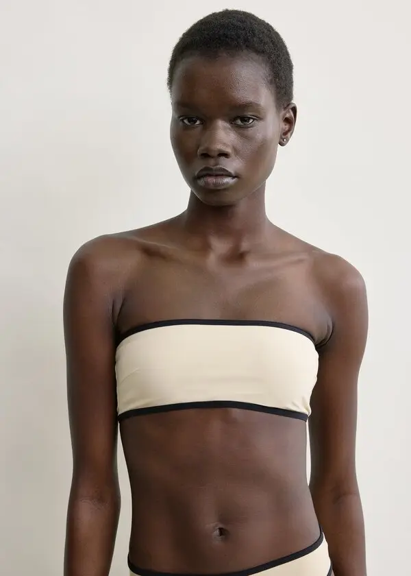 TOTEME Stripe Edge Strapless Bikini Top