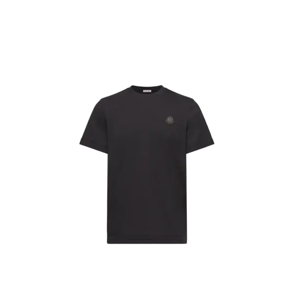 Moncler Double Leather Logo Cotton T-shirt - Blue