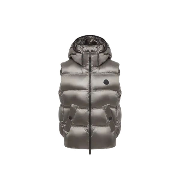 Moncler Fluidite Hooded Down Gilet - Gray