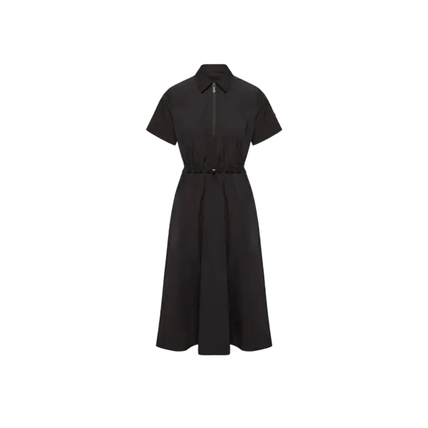 Moncler Pleated Midi Shirt Dress - Black