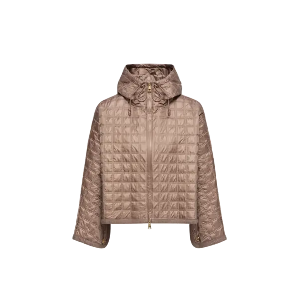 Moncler Hooded Square-quilted Padded Cape - Brown