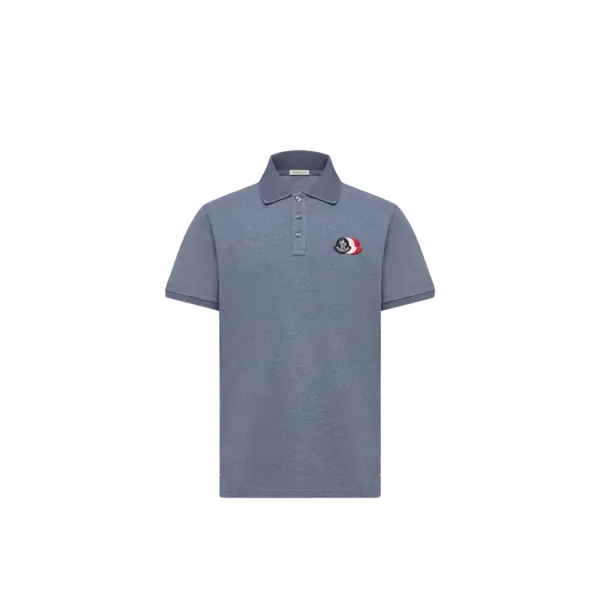 Moncler Cotton Piquet Polo Shirt - Blue
