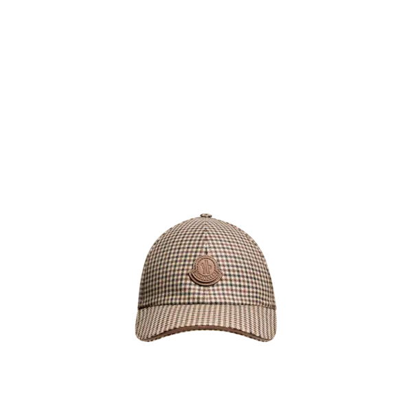 Moncler Check Wool Baseball Cap - Beige