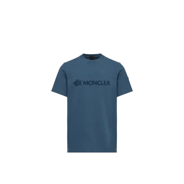 Moncler Logo Cotton T-shirt - Blue
