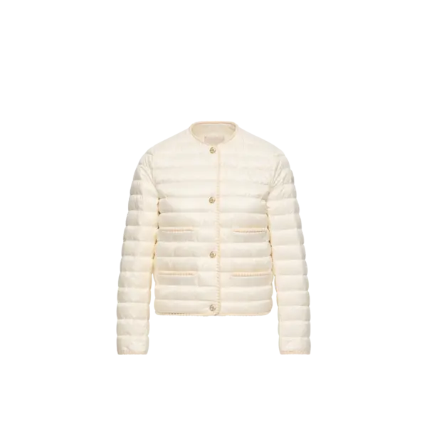 Moncler Circaete Braided Trim Short Down Jacket - White