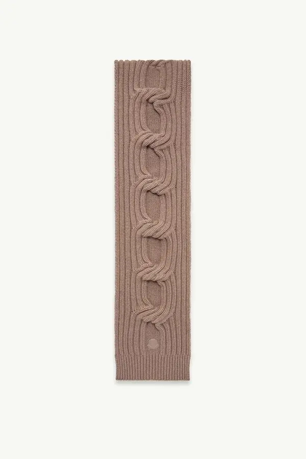 Moncler Chain Knit Wool & Cashmere Scarf - Brown