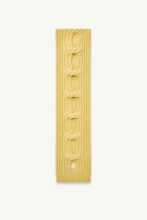 Moncler Chain Knit Wool & Cashmere Scarf - Yellow