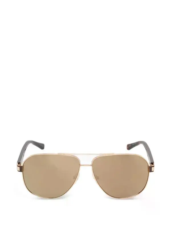 Guess Pilot Frame Sunglasses With Logo Plaque - Brown