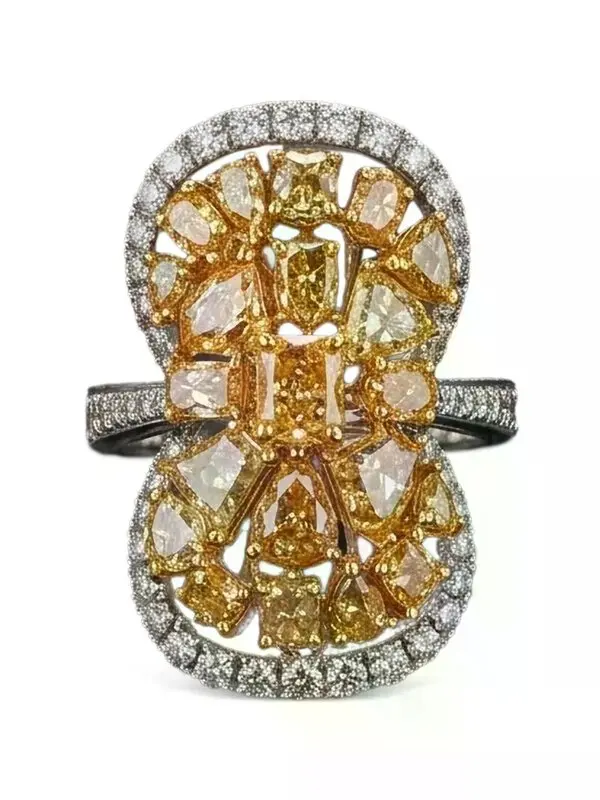 HYT JEWELRY 3.18 Carat Multi-cut Diamond Cocktail Ring - Silver