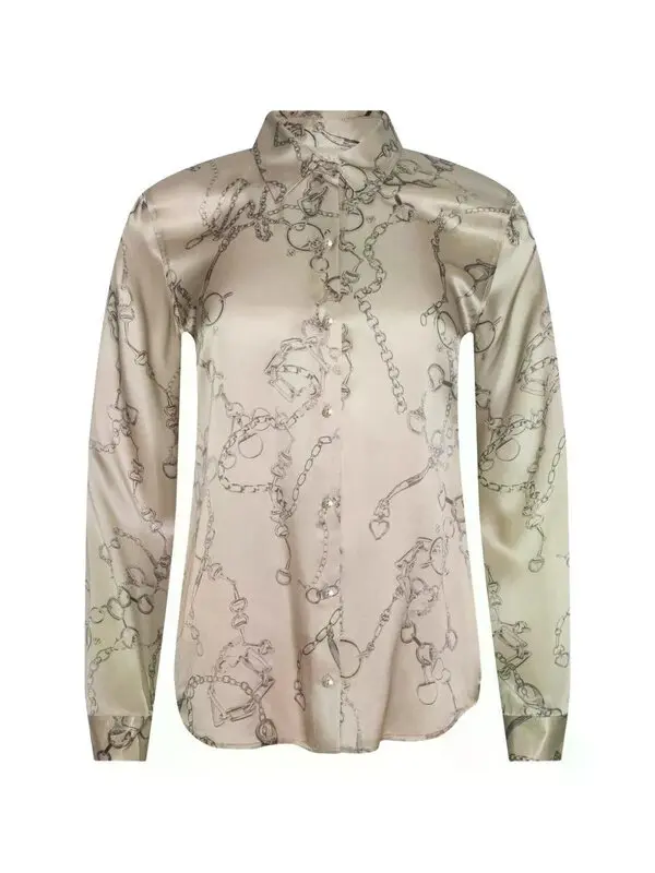L'Agence Tyler Horsebit-chain Print Blouse