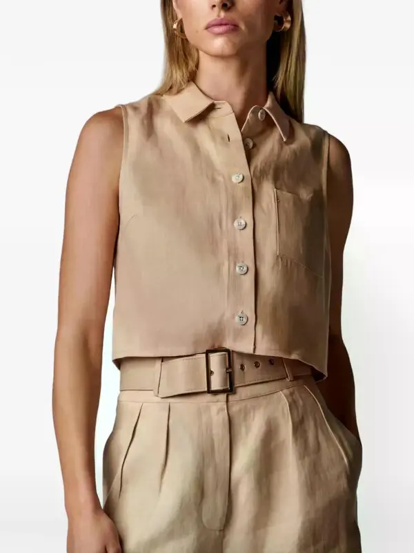 HEVRON Sleeveless Cropped Shirt