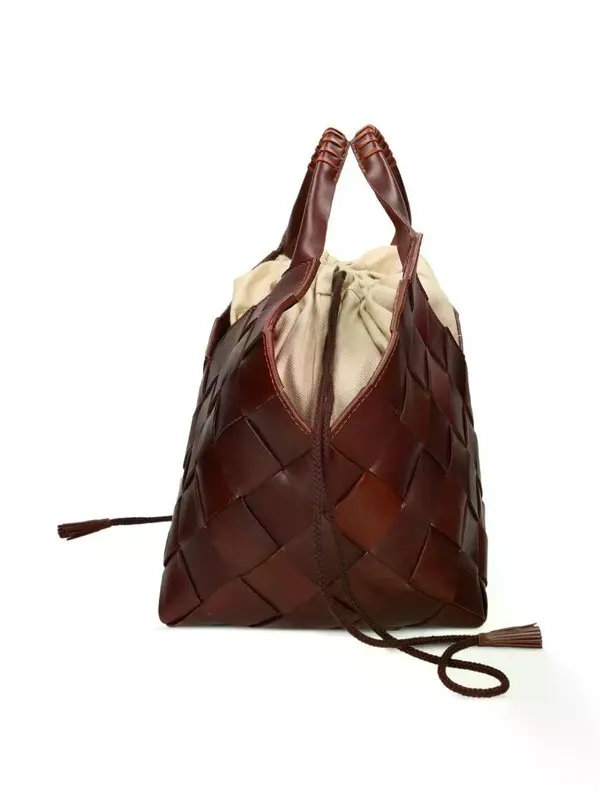 Dragon Diffusion Woven Leather Bucket Bag - Brown