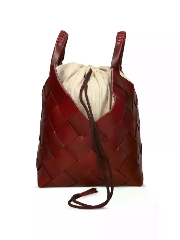 Dragon Diffusion Woven Leather Bucket Bag - Red