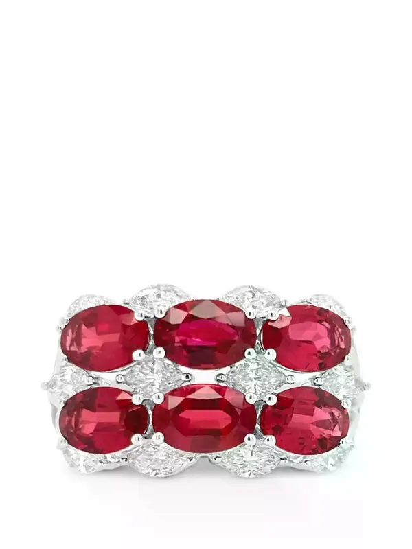 HYT JEWELRY 18k White Gold Ruby And Diamond Ring - Silver