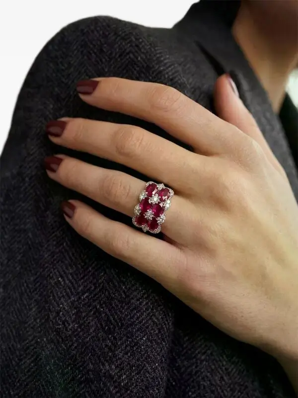 HYT JEWELRY 18k White Gold Ruby And Diamond Ring - Silver