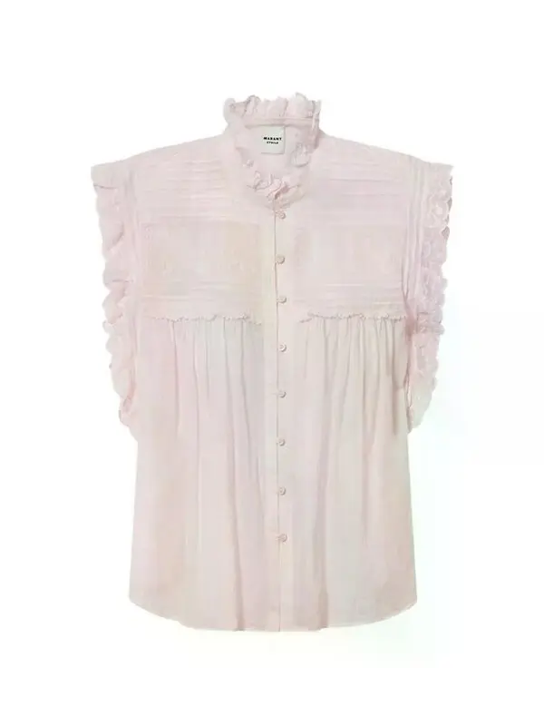MARANT ETOILE Sleeveless High Neck Top With Ruffled Detailing - Pink
