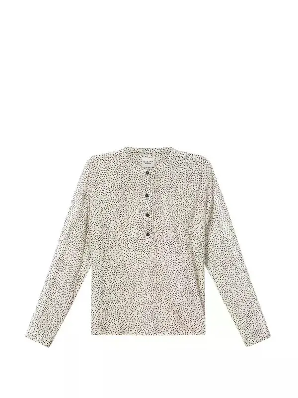 MARANT ETOILE Beige Polka Dot Henley Top