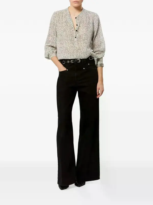 MARANT ETOILE Beige Polka Dot Henley Top
