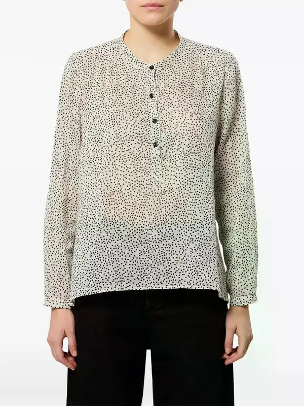 MARANT ETOILE Beige Polka Dot Henley Top