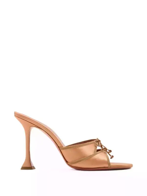 Amina Muaddi Bow-detail Satin Sandals - Neutrals