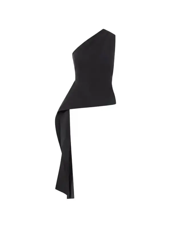 ST. AGNI Asymmetrical One-shoulder Draped Top - Black