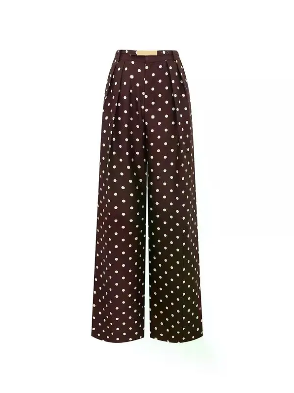 Zimmermann Polka-dot Pleated Wide-leg Trousers - Brown