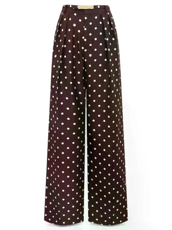 Zimmermann Polka-dot Pleated Wide-leg Trousers