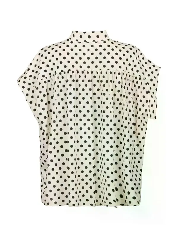 HANNES ROETHER Polka-dot V-neck Blouse - Neutrals