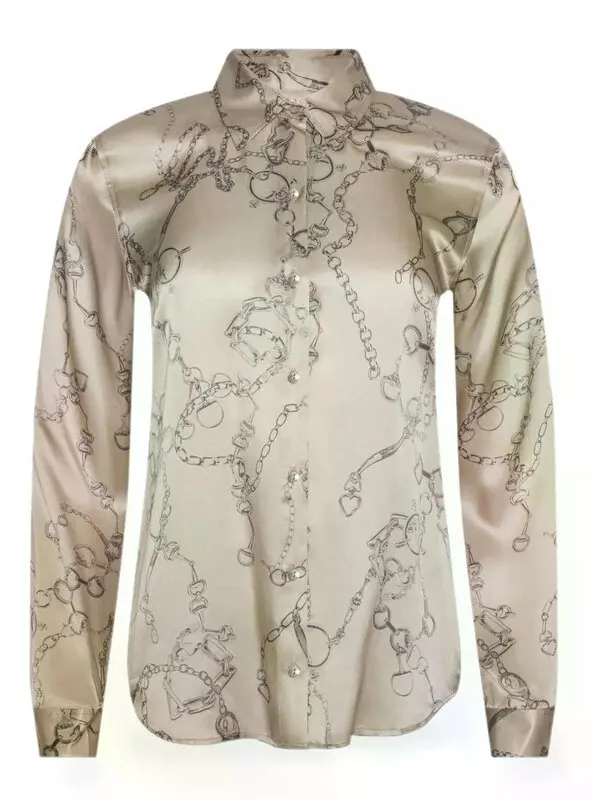 L'Agence Tyler Horsebit-chain Print Satin Blouse - Neutrals