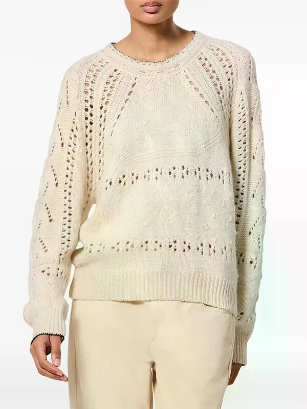 MARANT ETOILE Luce Pullover Cream White Textured Knit