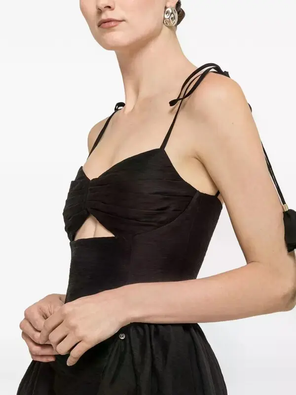 NISSA Slub Texture Cut-out Mini Dress