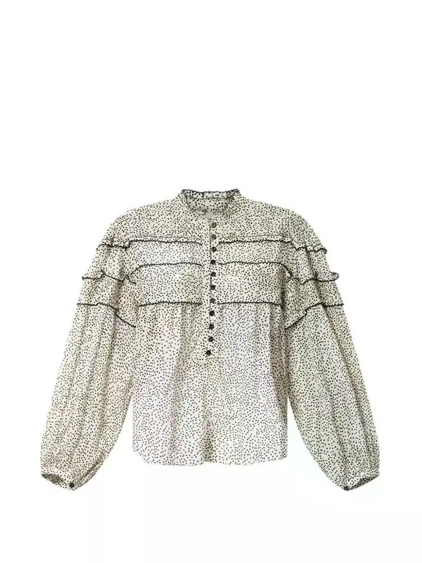 MARANT ETOILE Doane Polka Dot Ruffled Top - Neutrals