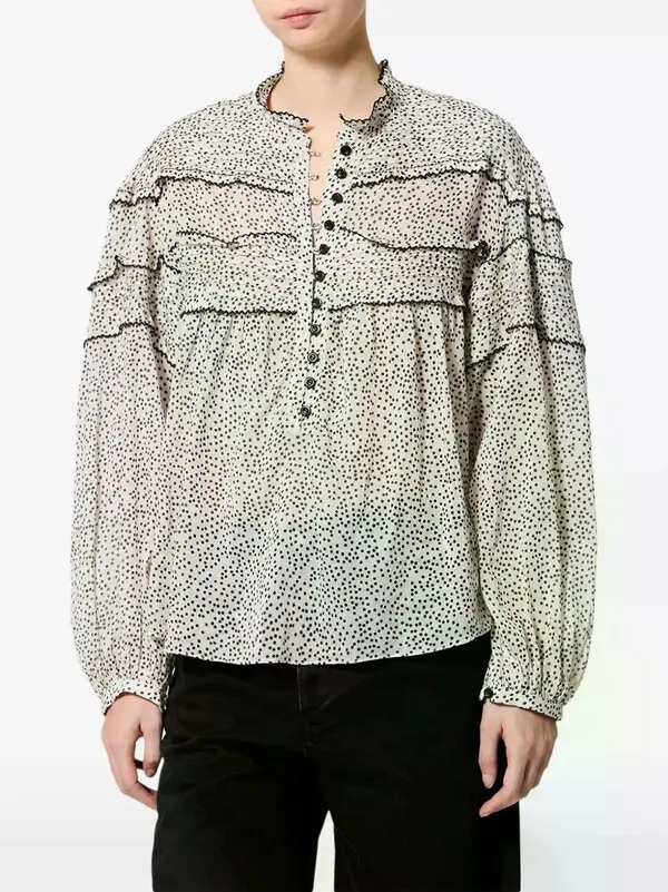 MARANT ETOILE Doane Polka Dot Ruffled Top